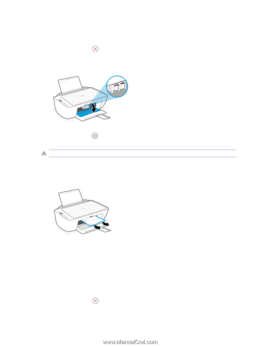 Cartridge access area, Bottom of the printer, Cancel, Power | HP ...