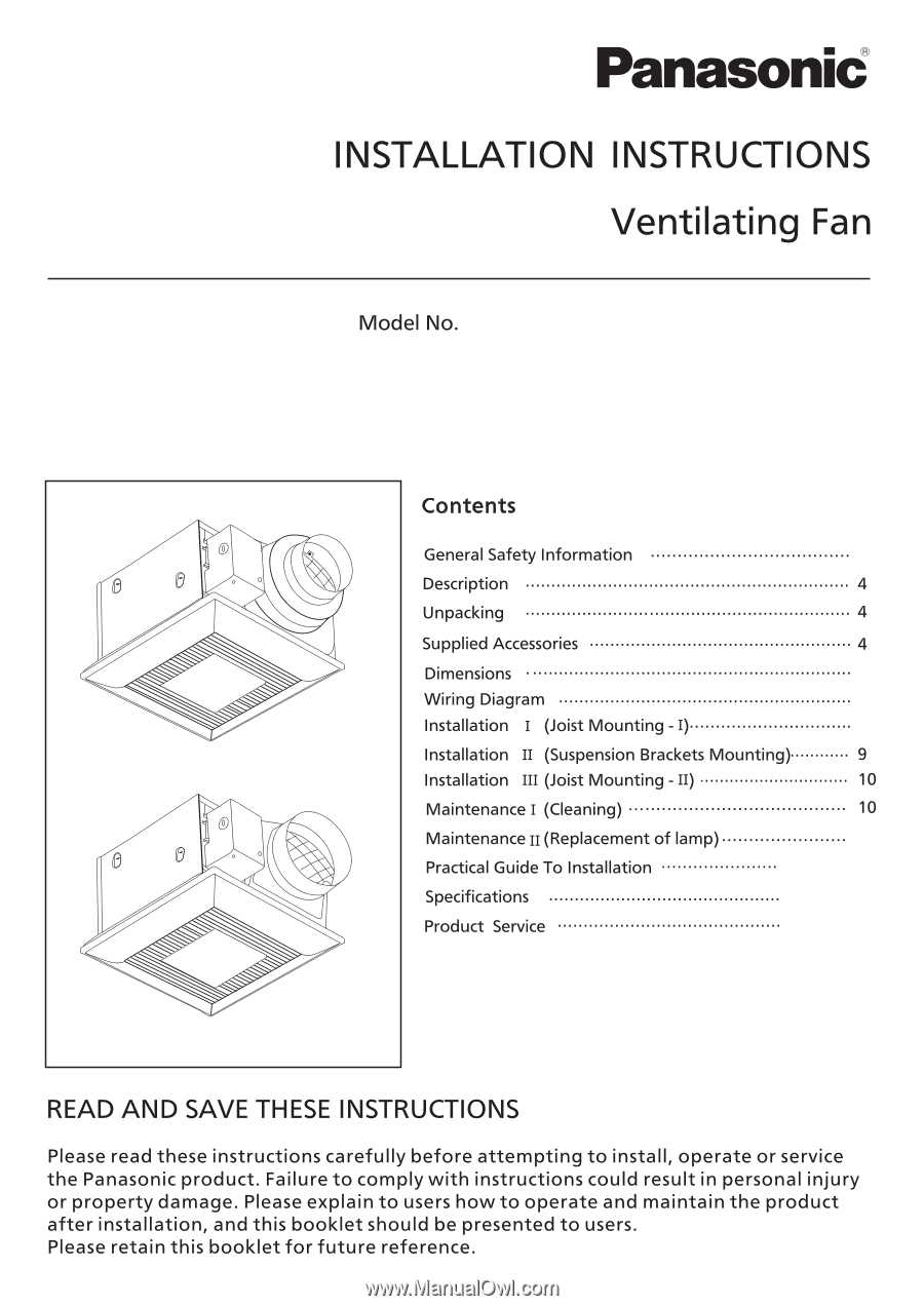 Panasonic FV11VQL6 | FV08VQL6 User Guide