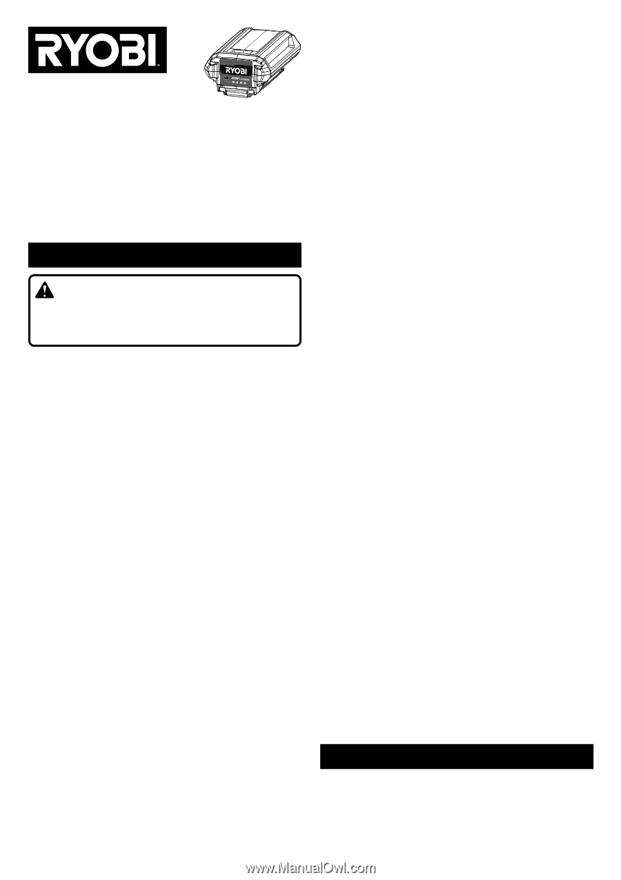 Ryobi RY405100VNM | Operation Manual