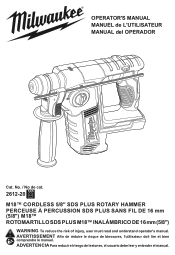 Milwaukee Tool M18 Cordless 5/8" SDS Plus Rotary Hammer Manual