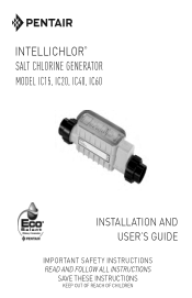 Pentair IntelliChlor Salt Chlorine Generator Manual